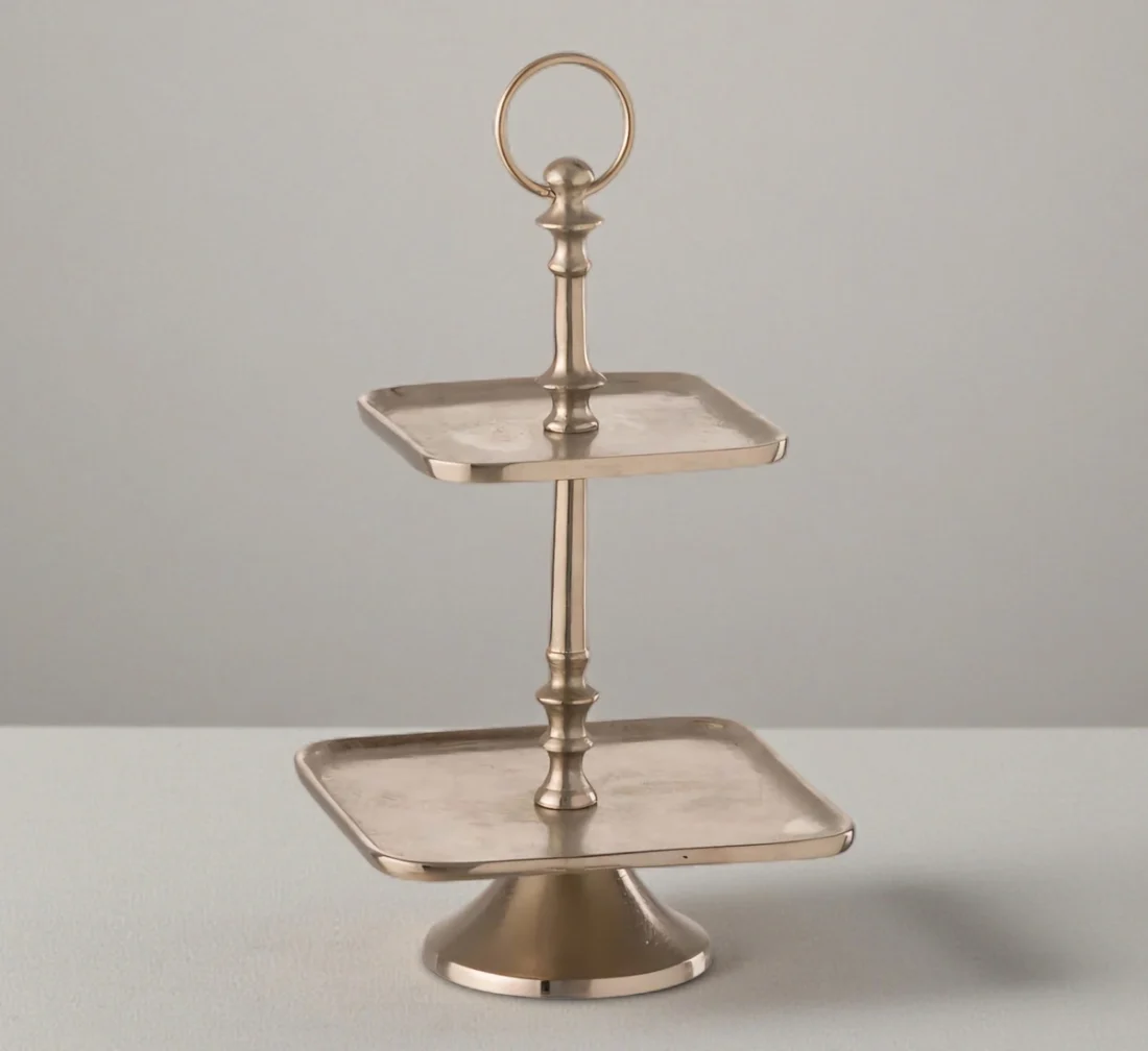 Modern Square 2-Tier Serving Cake Stand | Royal Decor Exports